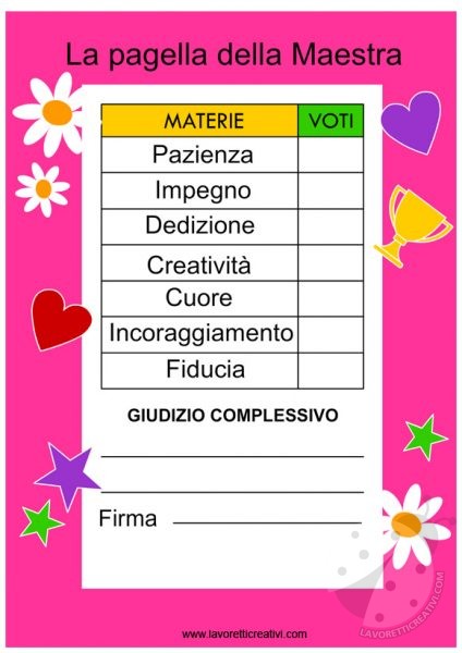 La pagella della maestra - Lavoretti Creativi