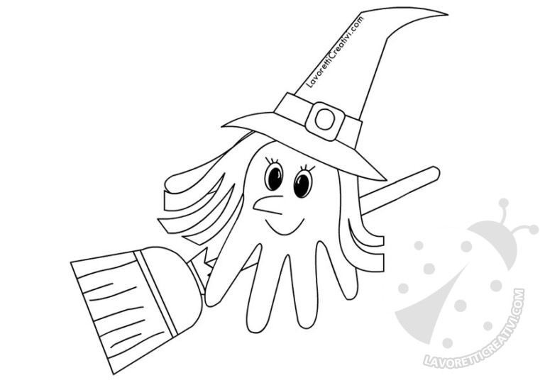 Strega con sagoma della mano - Lavoretti Creativi