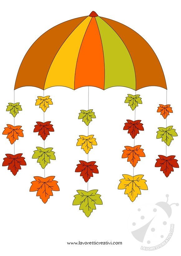 Addobbi autunno - Ombrello con foglie - Lavoretti Creativi
