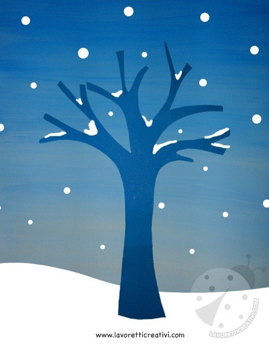 Lavoretti Inverno con la carta - Albero con neve - Lavoretti Creativi