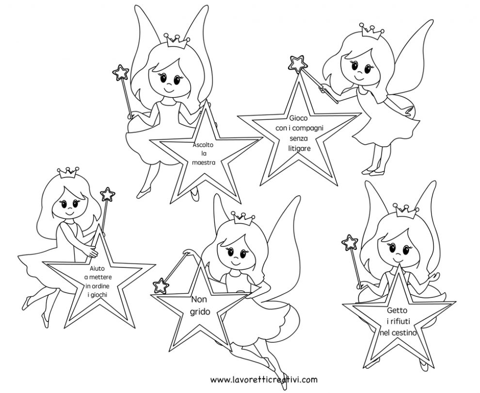 Fatina con le regole della classe da colorare - Lavoretti Creativi