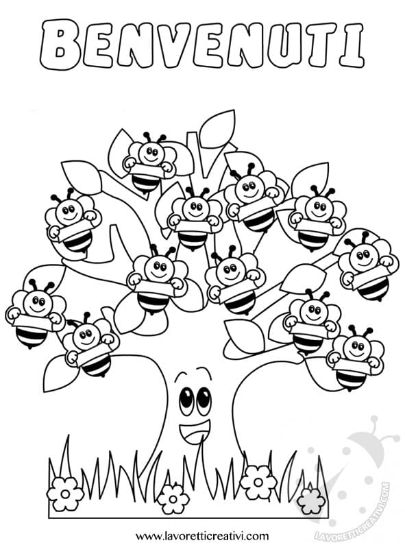 Cartellone Accoglienza Scuola Infanzia con albero e api | Lavoretti ...