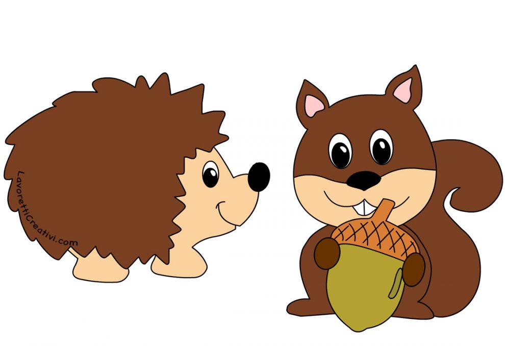 Riccio e Scoiattolo da ritagliare per decorazioni autunno - Lavoretti ...