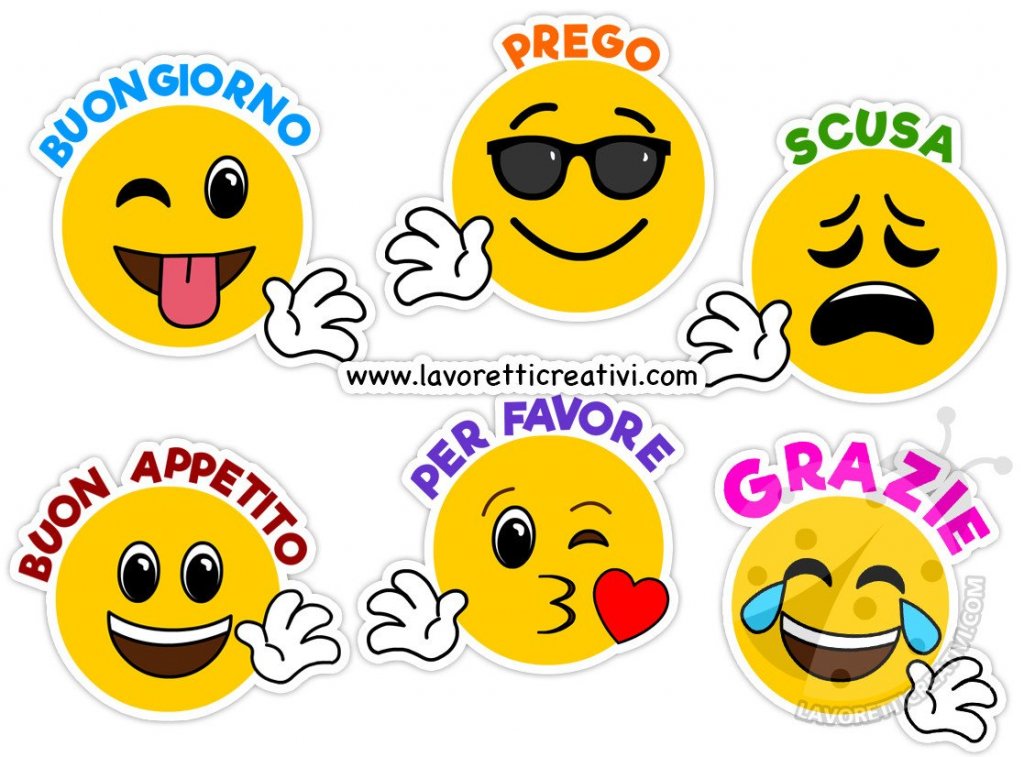 Emoji con le parole gentili da stampare - Lavoretti Creativi
