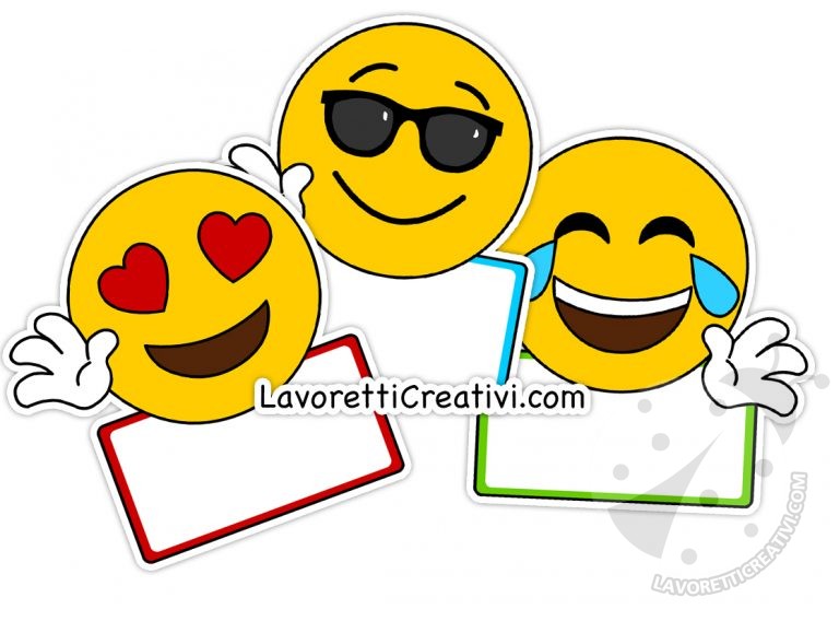 Segnaposti scuola primaria con emoji Accoglienza Scuola - Lavoretti ...