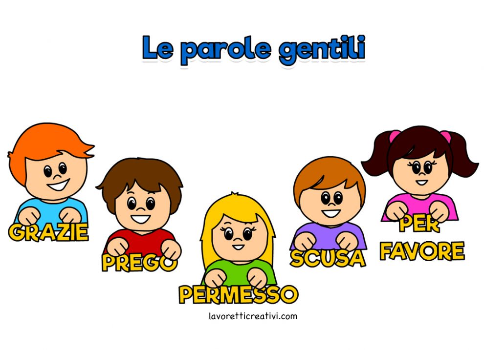 Bambini con le parole gentili Immagini da stampare - Lavoretti Creativi