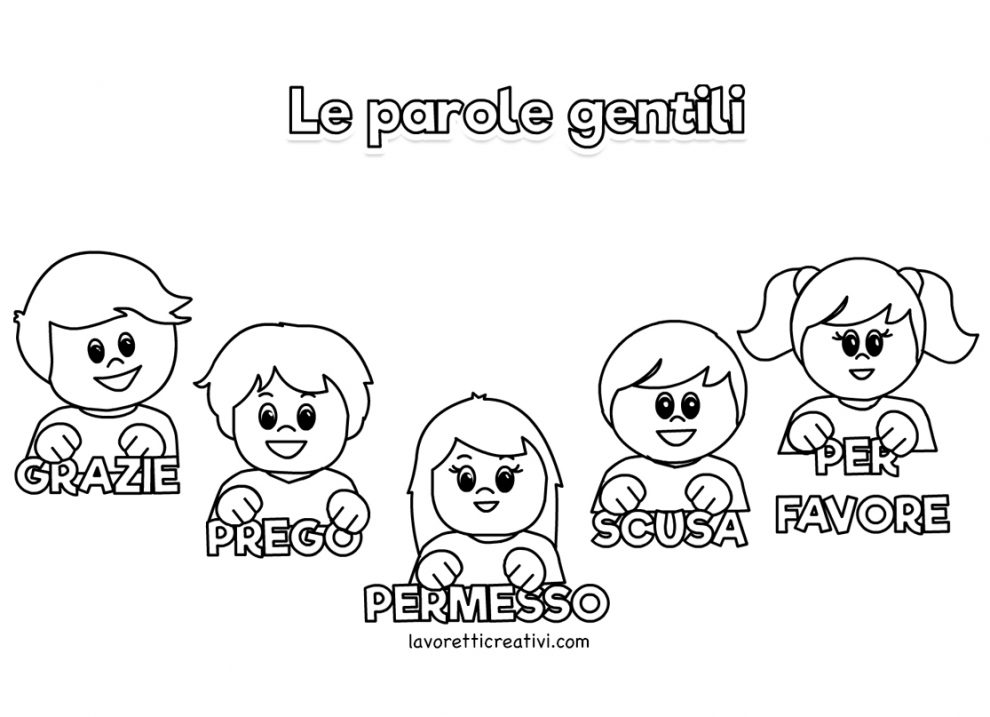 Bambini con le parole gentili Immagini da stampare - Lavoretti Creativi
