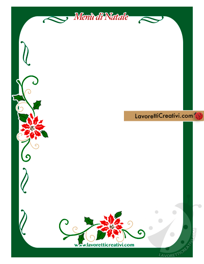 Modello Menù di Natale da stampare e compilare - Lavoretti Creativi