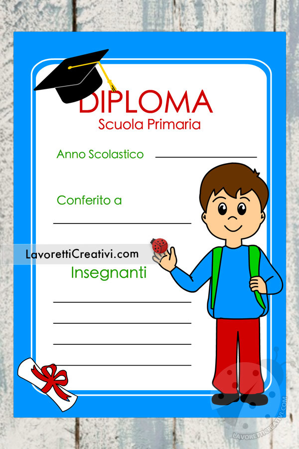 Diploma di scuola primaria per bambino - Lavoretti Creativi