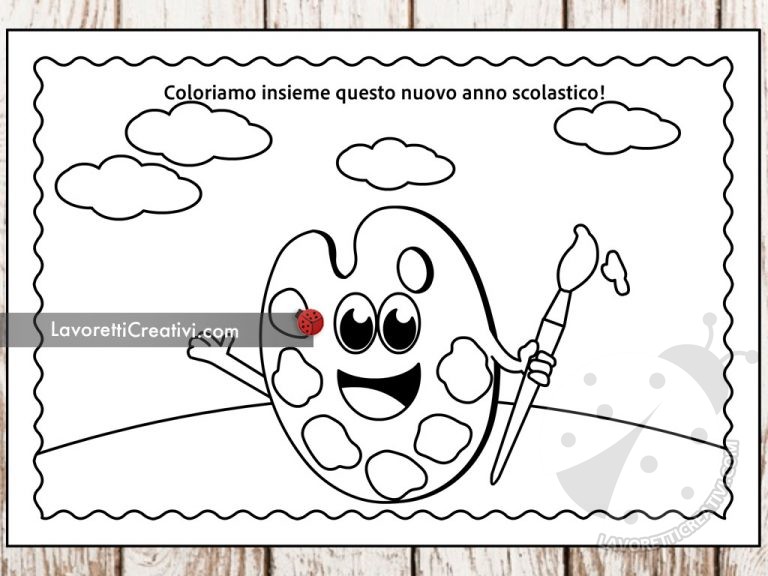 Disegno Tavolozza con pennello da colorare - Lavoretti Creativi