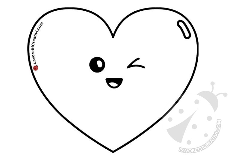 Cuore Kawaii da colorare - Lavoretti Creativi