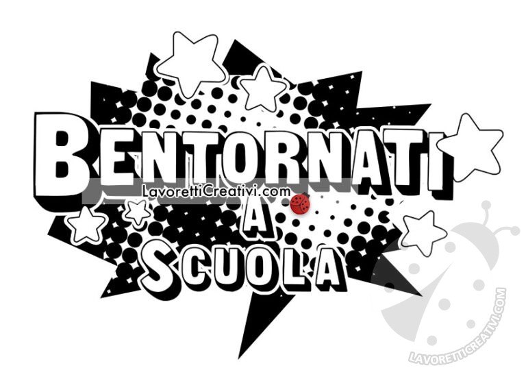Scritta Bentornati a scuola in 3D effetto cartoon - Lavoretti Creativi