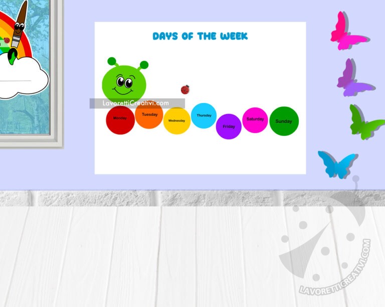Bruco con i giorni della settimana in inglese - Lavoretti Creativi