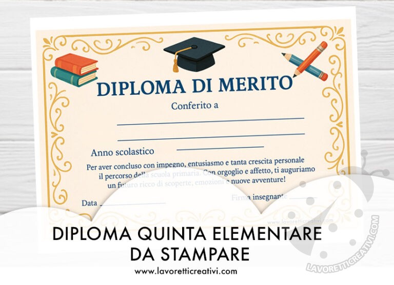 Diploma quinta elementare da stampare - Lavoretti Creativi