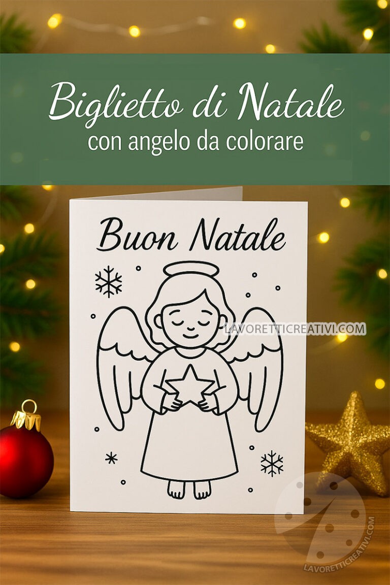 Biglietto di Natale con angelo da colorare - Lavoretti Creativi