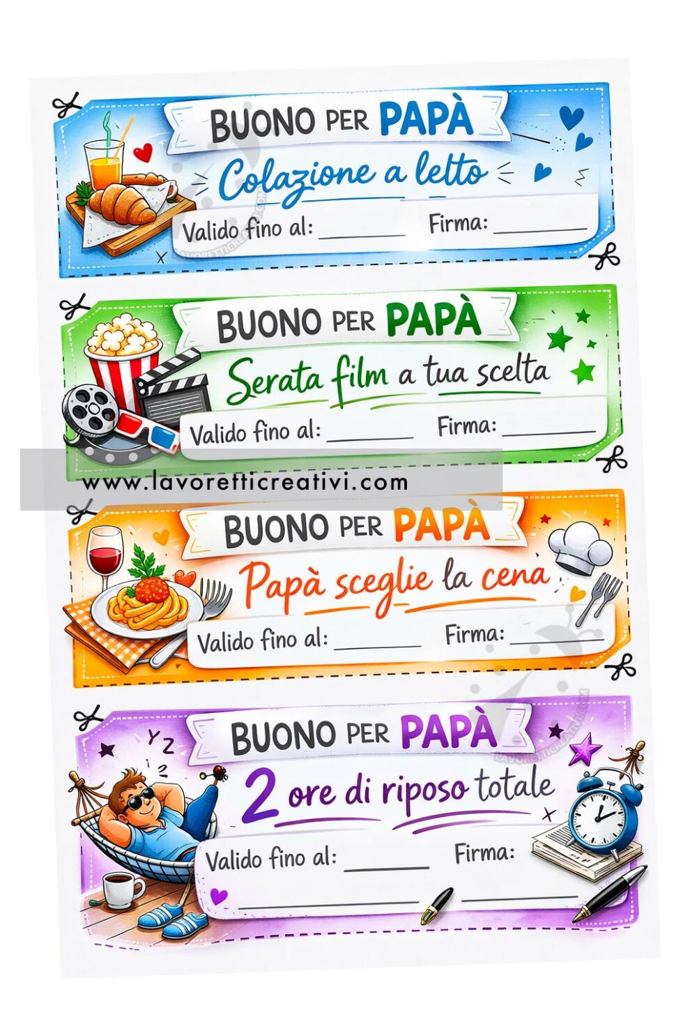 Buoni regalo per il papà da stampare - Lavoretti Creativi
